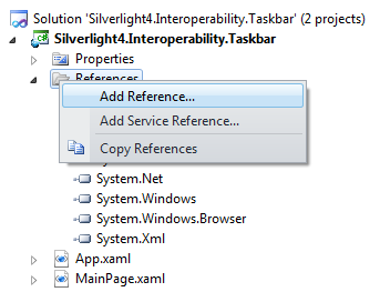 Silverlight 4: Interoperability with Windows 7 Taskbar using COM